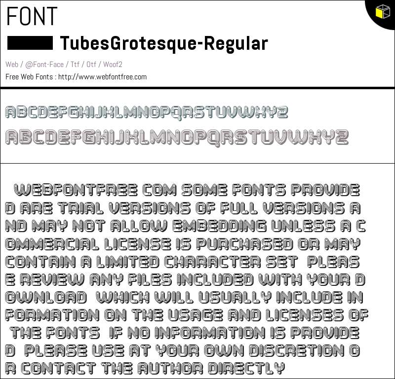 Tubes Grotesque Regular Fonts Downloads - WebFontFree.Com