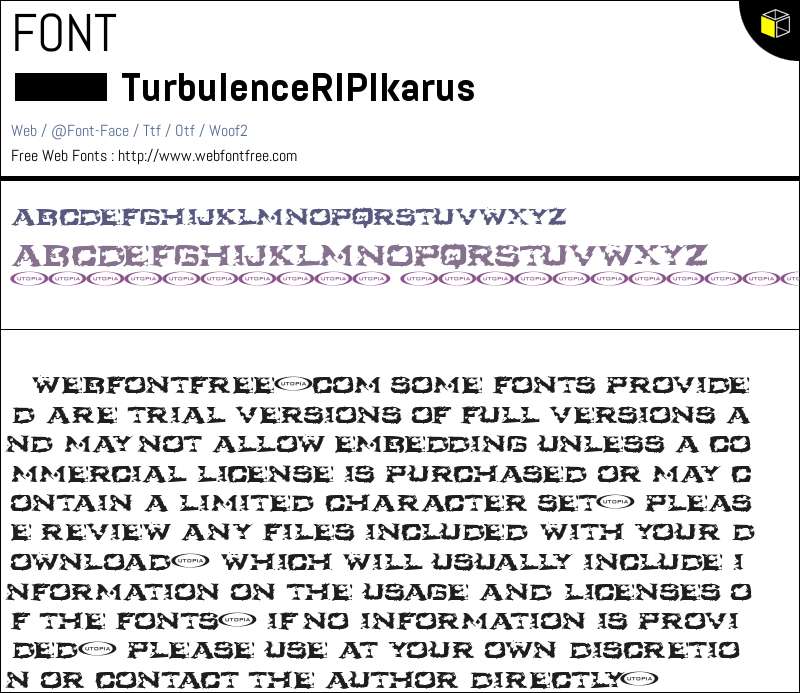 Turbulence (R.I.P Ikarus) Fonts Downloads - WebFontFree.Com