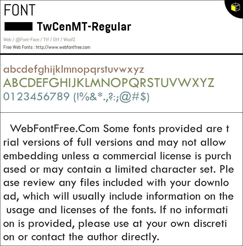 Tw Cen MT Fonts Downloads - WebFontFree.Com