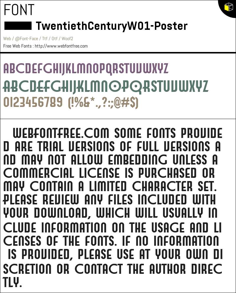Twentieth Century W01 Poster Fonts Downloads - WebFontFree.Com