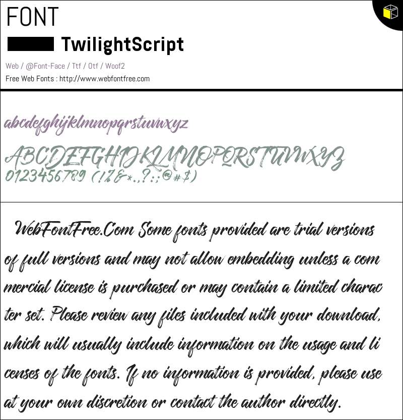 TwilightScript 字体 下载 - WebFontFree.Com