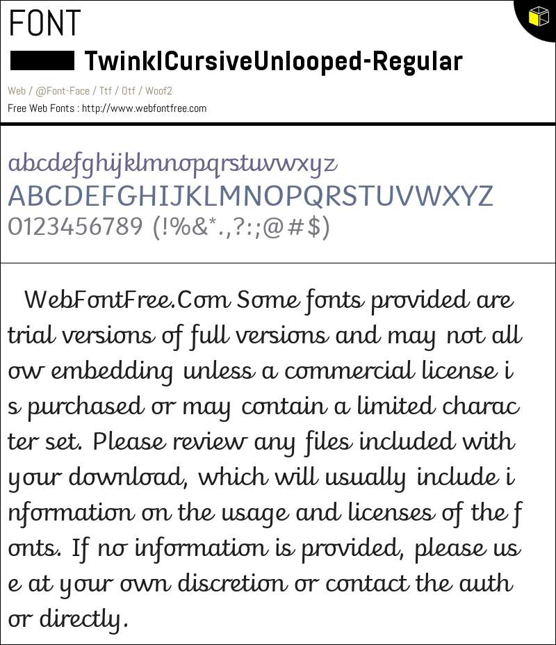 Twinkl Cursive Unlooped Regular Fonts Downloads - WebFontFree.Com