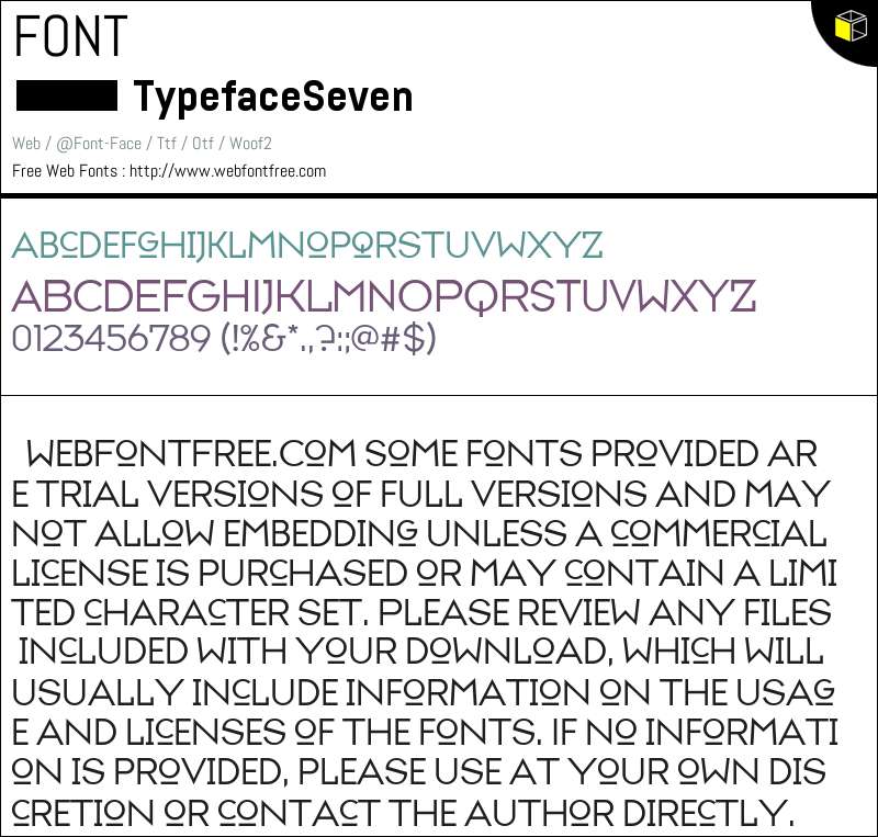 TypefaceSeven Fonts Downloads - WebFontFree.Com