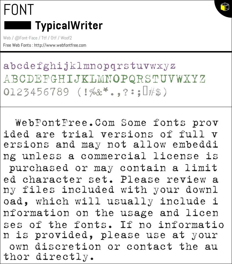 Typical Writer Fonts Downloads - WebFontFree.Com