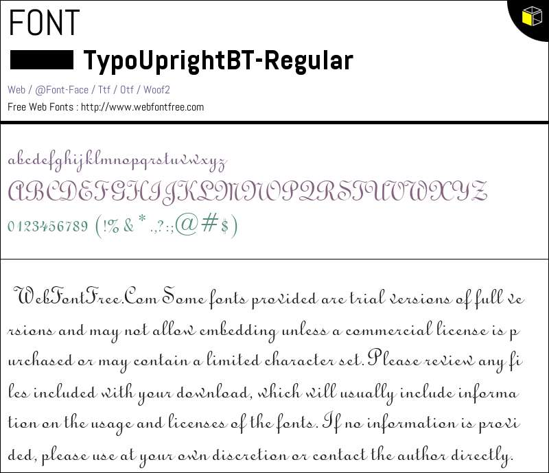 TypoUpright BT Fonts Downloads - WebFontFree.Com