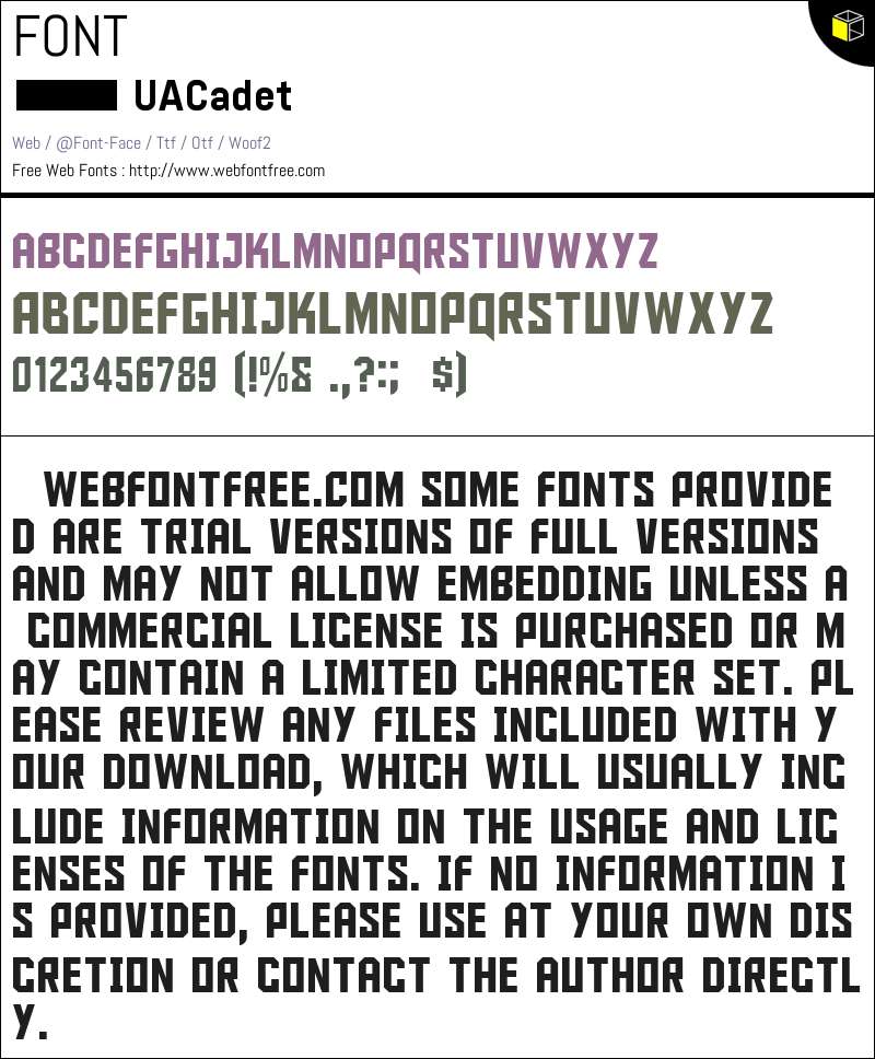 UA Cadet Fonts Downloads - WebFontFree.Com