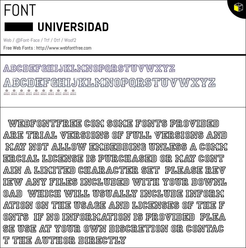 UNIVERSIDAD Fonts Downloads - WebFontFree.Com