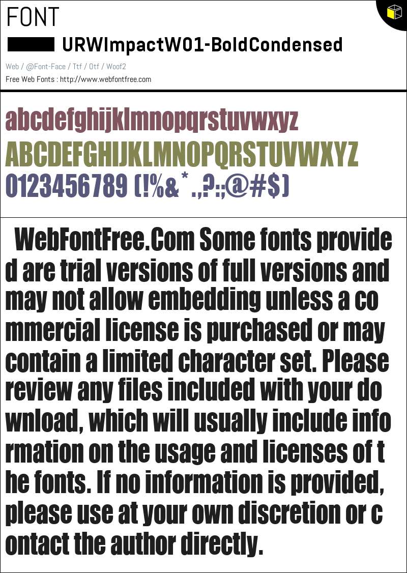 URW Impact W01 Bold Condensed 字体 下载 - WebFontFree.Com