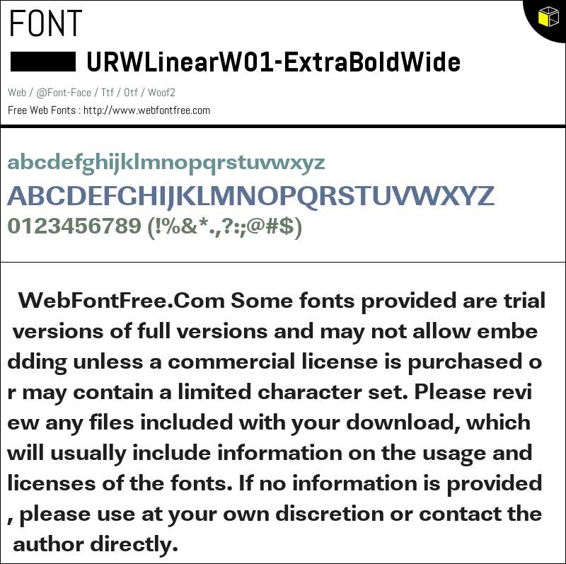 URW Linear W01 Extra Bold Wide Fonts Downloads - WebFontFree.Com