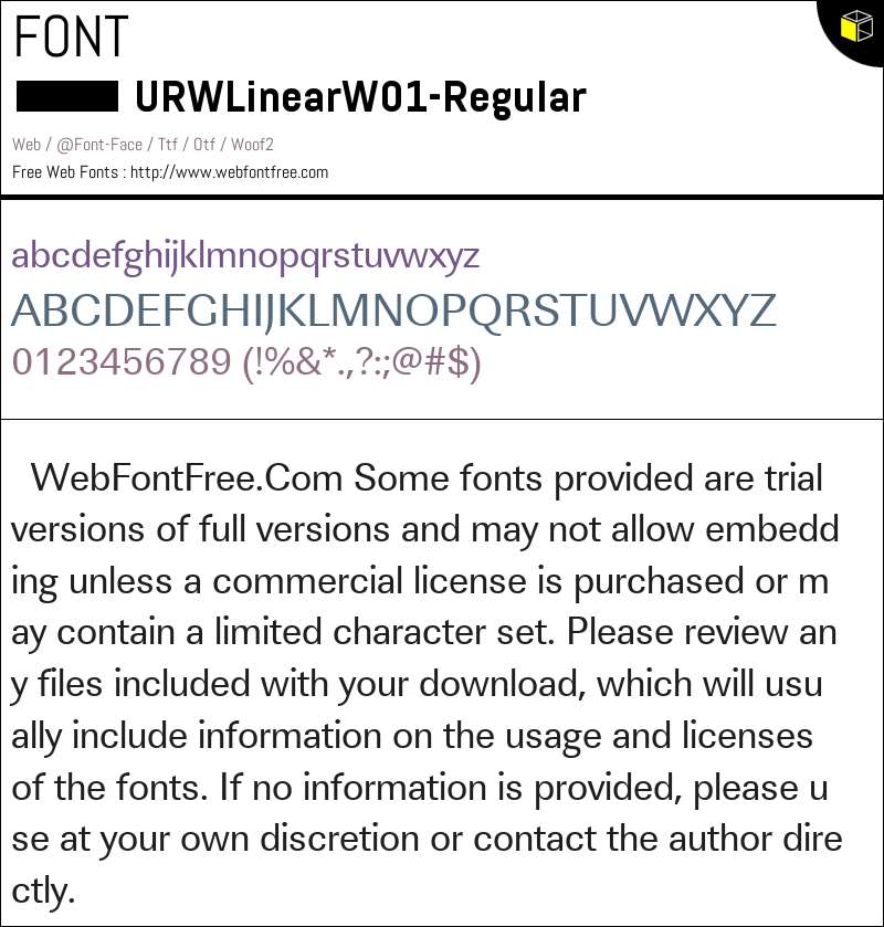 URW Linear W01 Regular Fonts Downloads - WebFontFree.Com