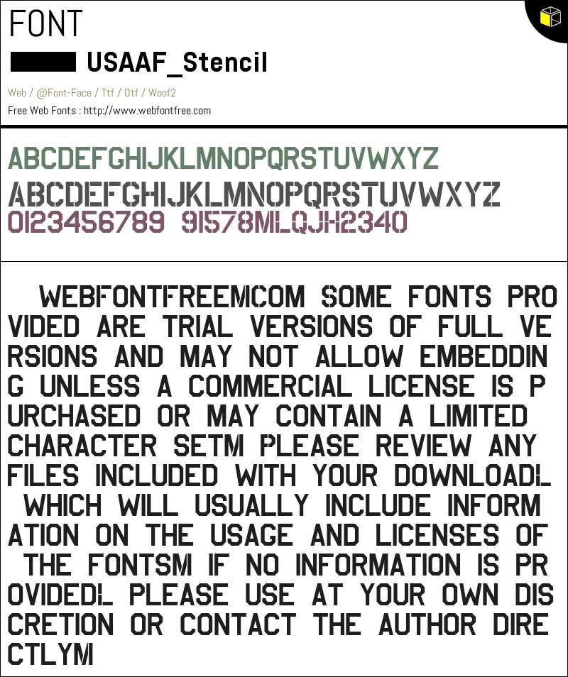 USAAF_Stencil Fonts Downloads - WebFontFree.Com