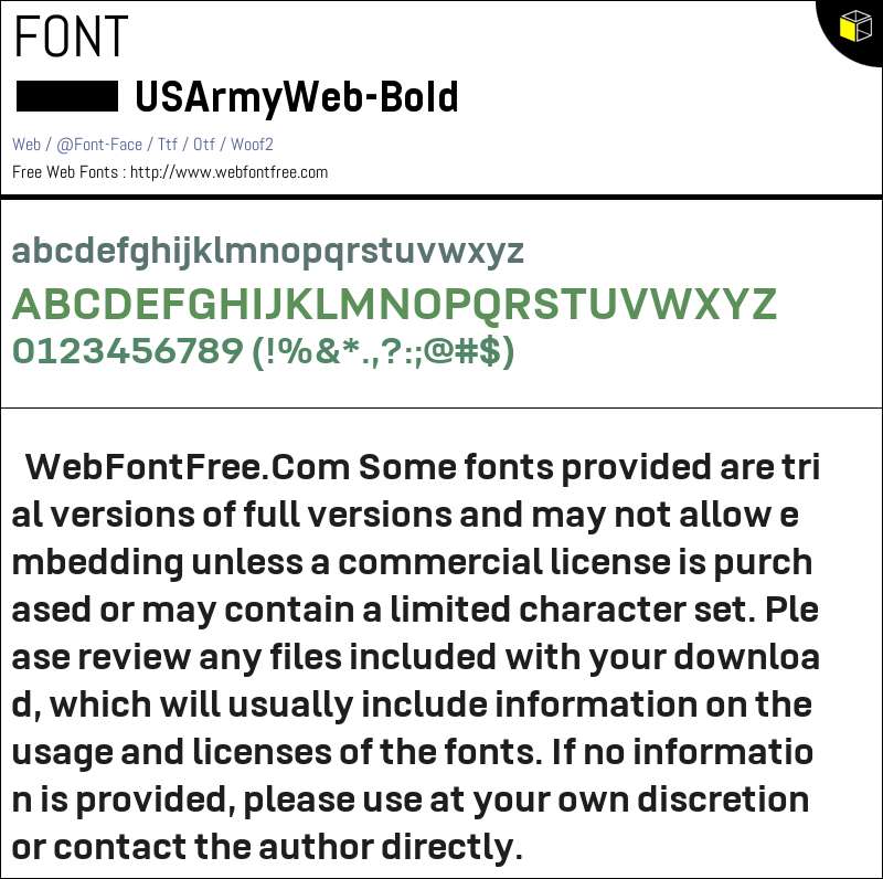 US Army Web Bold Fonts Downloads - WebFontFree.Com