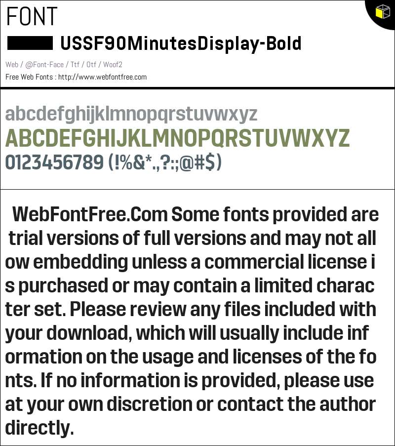 USSF 90 Minutes Display Bold Regular Fonts Downloads - WebFontFree.Com