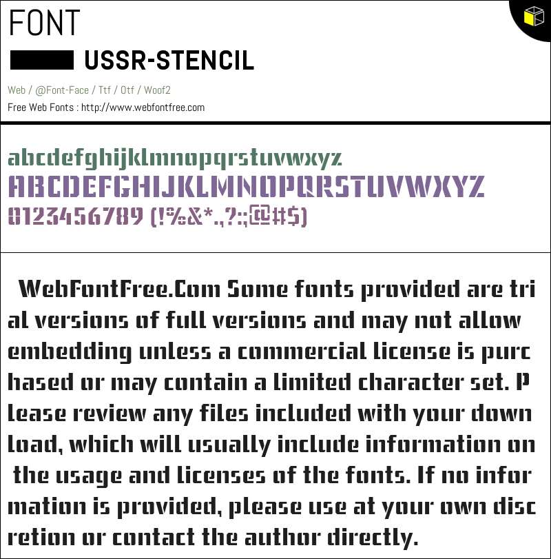 USSR STENCIL Fonts Downloads - WebFontFree.Com