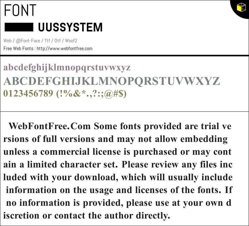 UUS SYSTEM Fonts Downloads - WebFontFree.Com