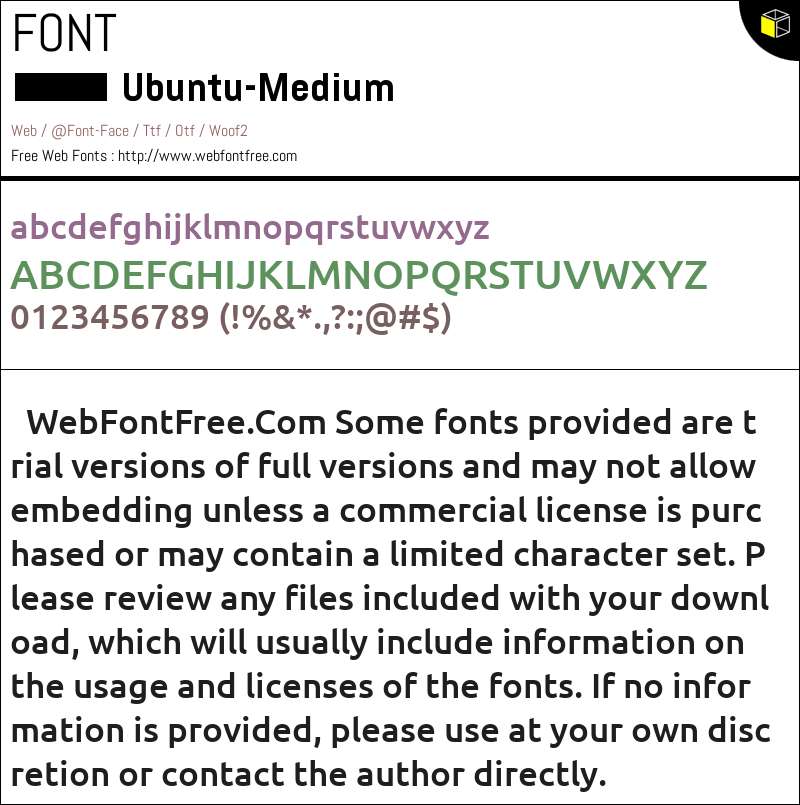 Ubuntu Medium 字体 下载 - WebFontFree.Com