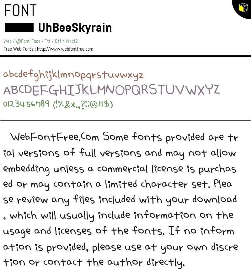UhBee Skyrain Fonts Downloads - WebFontFree.Com