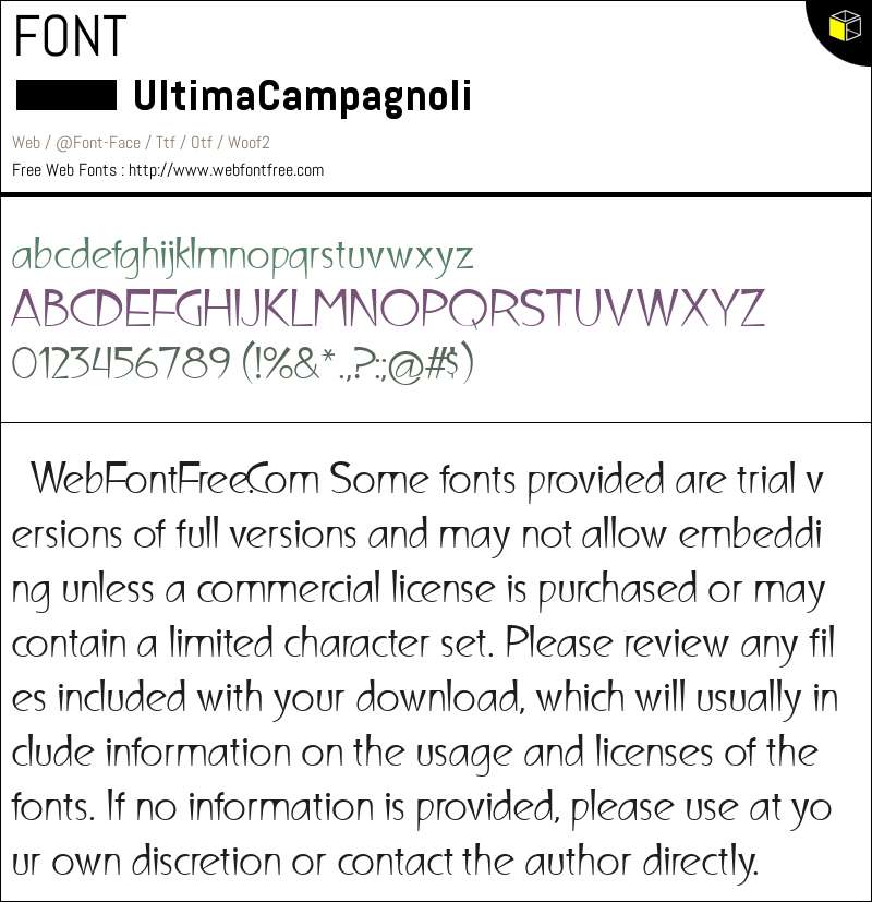 Ultima Campagnoli Fonts Downloads - WebFontFree.Com