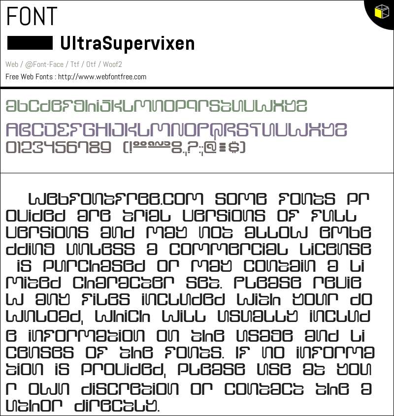 Ultra Supervixen Fonts Downloads - WebFontFree.Com