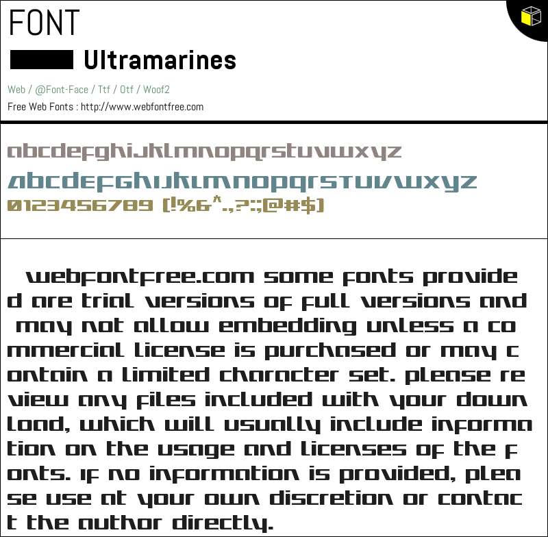 Ultramarines Regular Fonts Downloads - WebFontFree.Com
