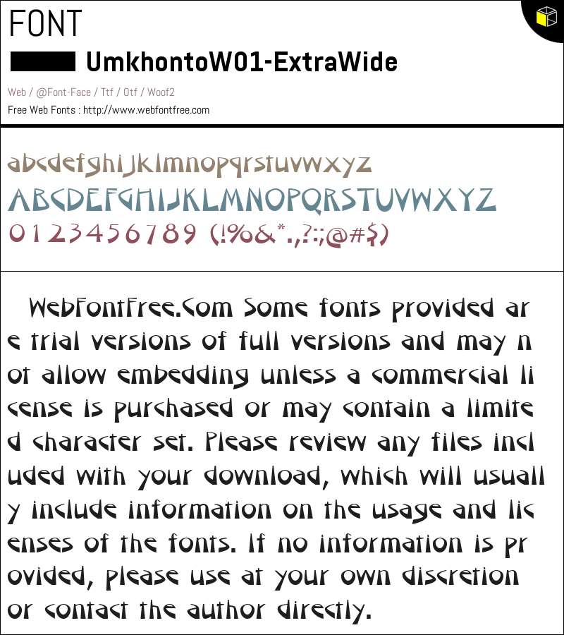 Umkhonto W01 Extra Wide Fonts Downloads - WebFontFree.Com