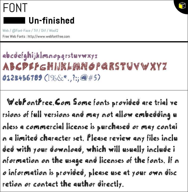 Un-finished Fonts Downloads - WebFontFree.Com