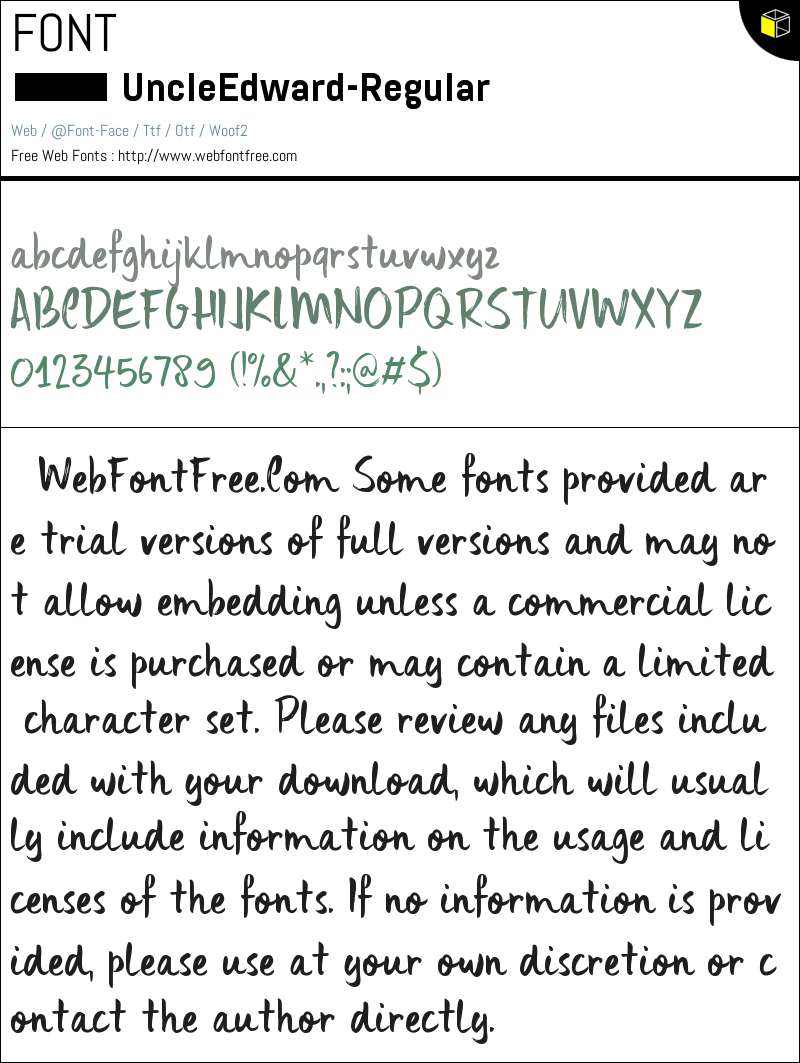 Uncle Edward Regular Fonts Downloads - WebFontFree.Com