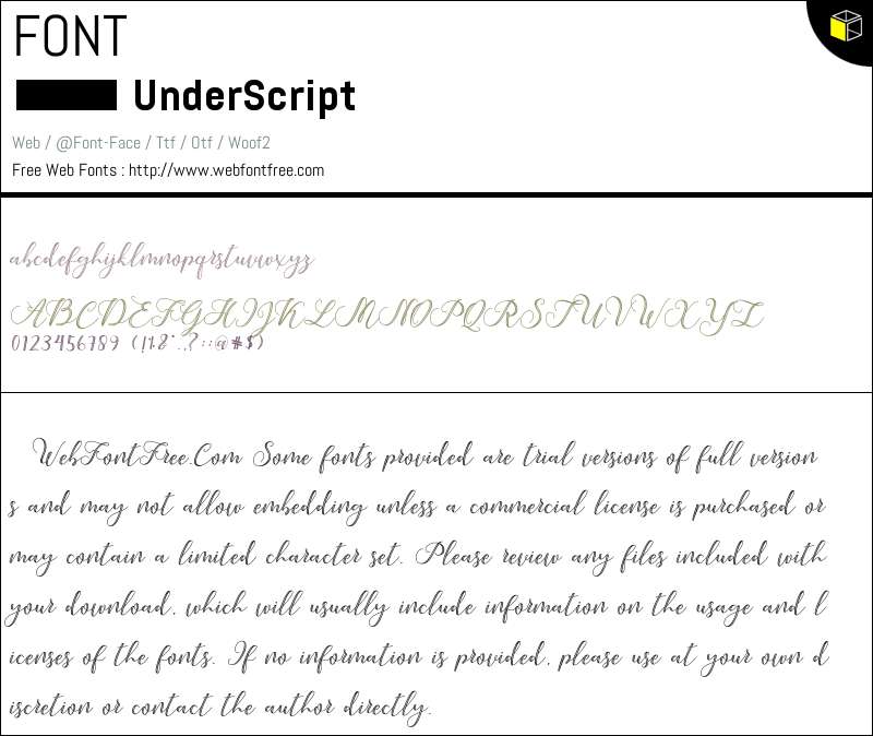 Under Script Fonts Downloads - WebFontFree.Com