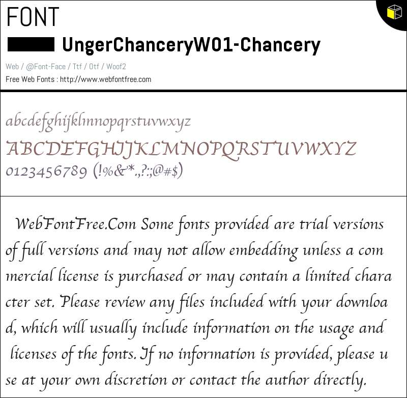 Unger Chancery W01 Chancery Fonts Downloads - WebFontFree.Com