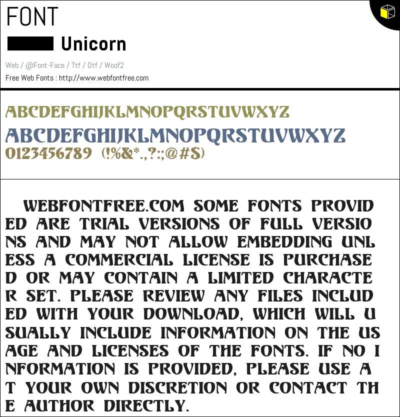 Unicorn Regular Fonts Downloads - WebFontFree.Com