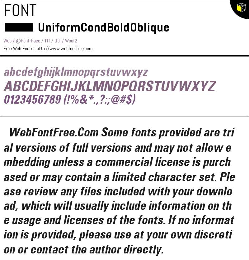 Uniform Bold Italic Fonts Downloads - WebFontFree.Com