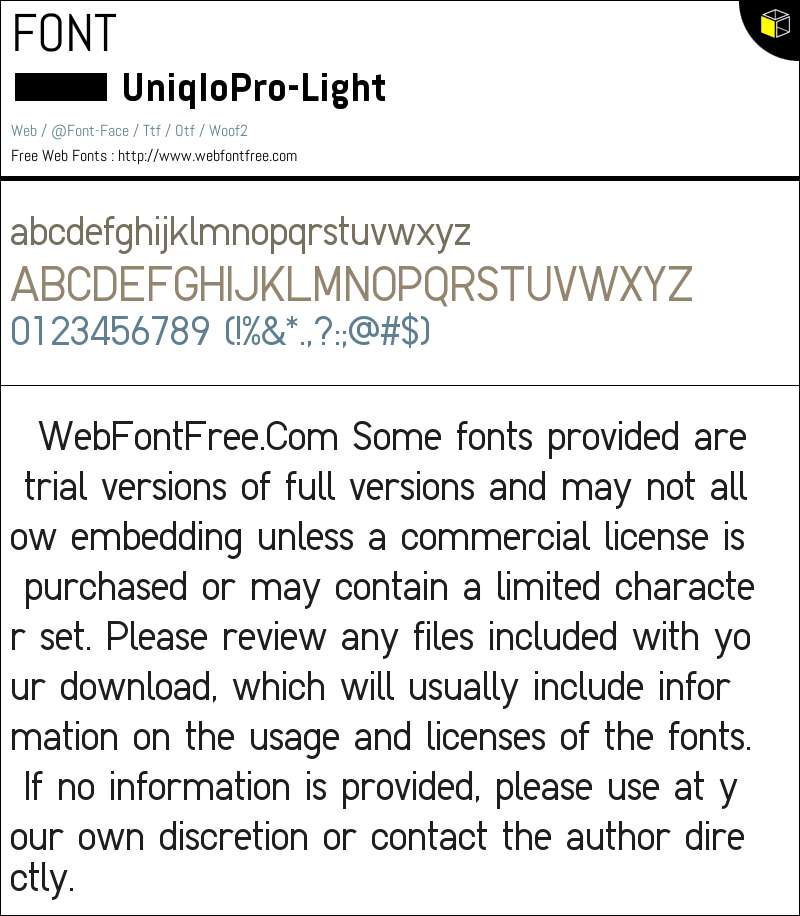 Uniqlo Pro Light Regular Fonts Downloads - WebFontFree.Com