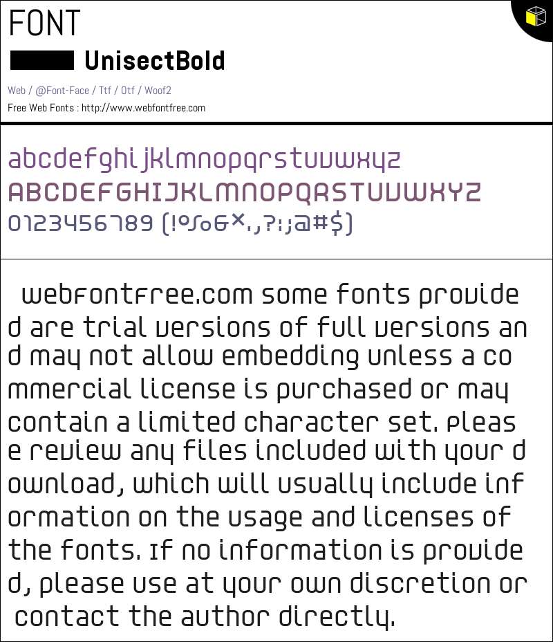 Unisect Bold Fonts Downloads - WebFontFree.Com