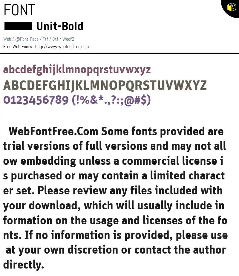 Unit-Bold Fonts Downloads - WebFontFree.Com