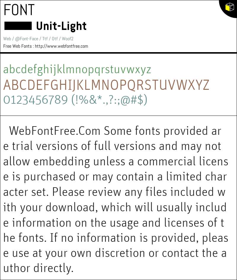 Unit-Light Fonts Downloads - WebFontFree.Com