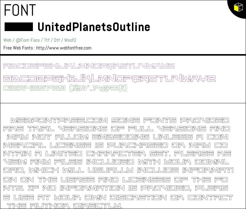 United Planets Outline Fonts Downloads - WebFontFree.Com