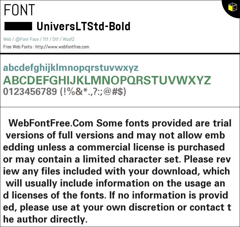 UniversLTStd-Bold 字体 下载 - WebFontFree.Com