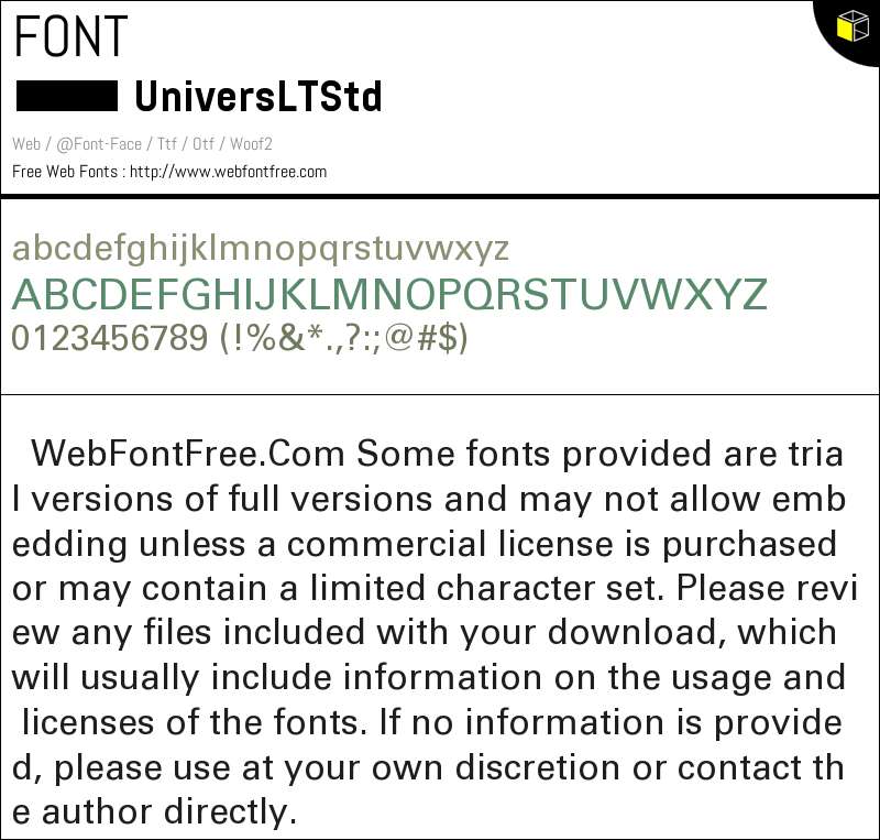 UniversLTStd 字体 下载 - WebFontFree.Com