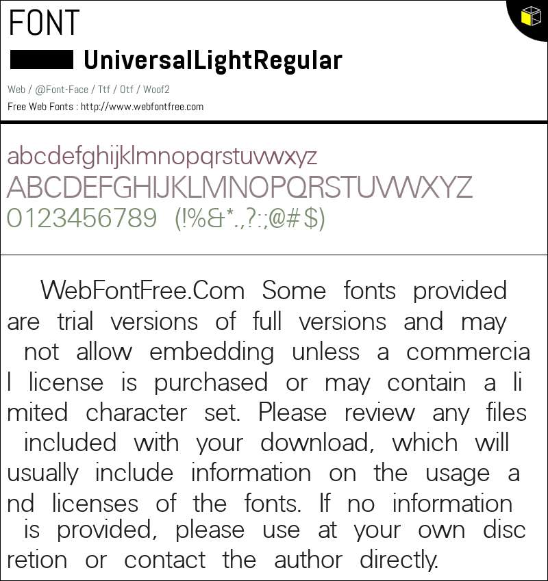 Universal Light Fonts Downloads - WebFontFree.Com