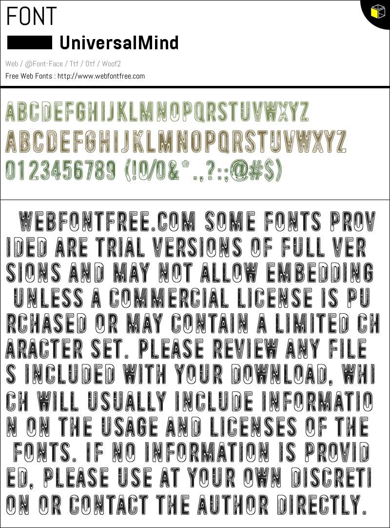 Universal Mind Fonts Downloads - WebFontFree.Com