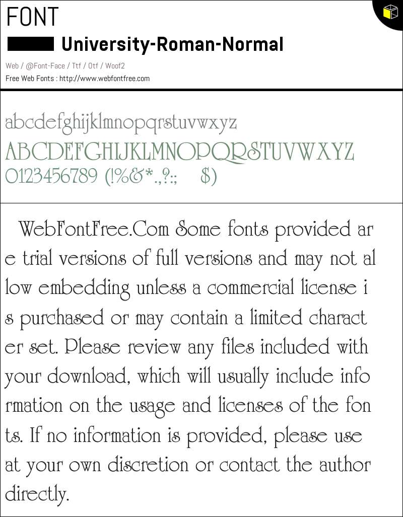 University-Roman-Normal Fonts Downloads - WebFontFree.Com