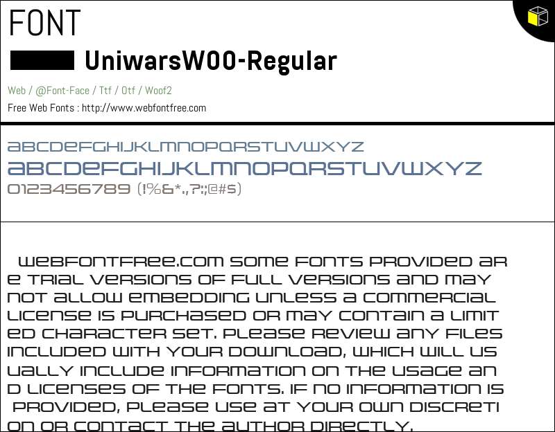 Uniwars W00 Regular Fonts Downloads - WebFontFree.Com