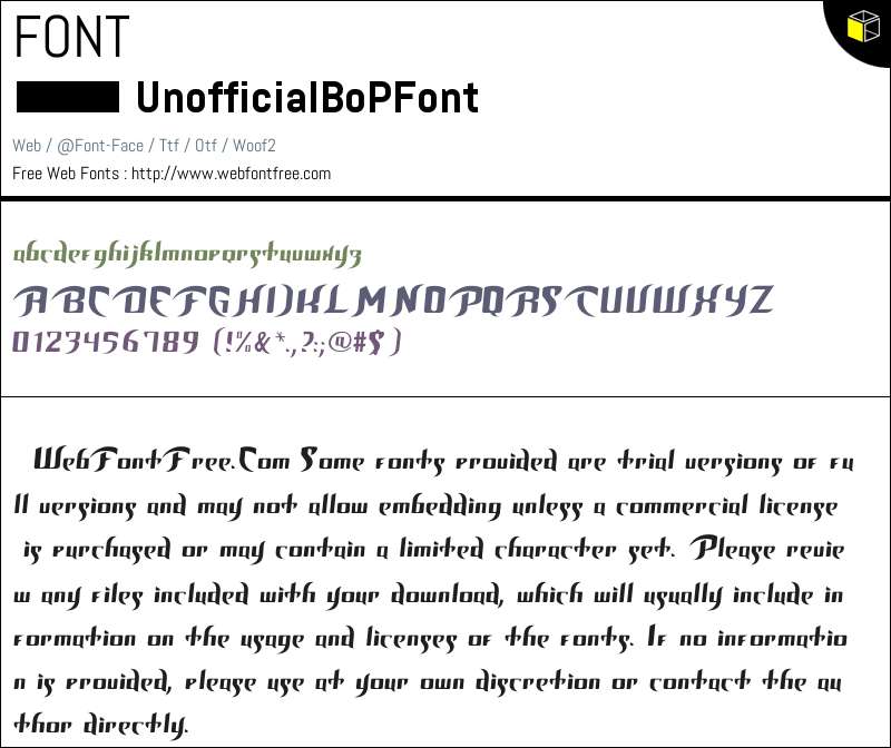 Unofficial BoP Font Fonts Downloads - WebFontFree.Com