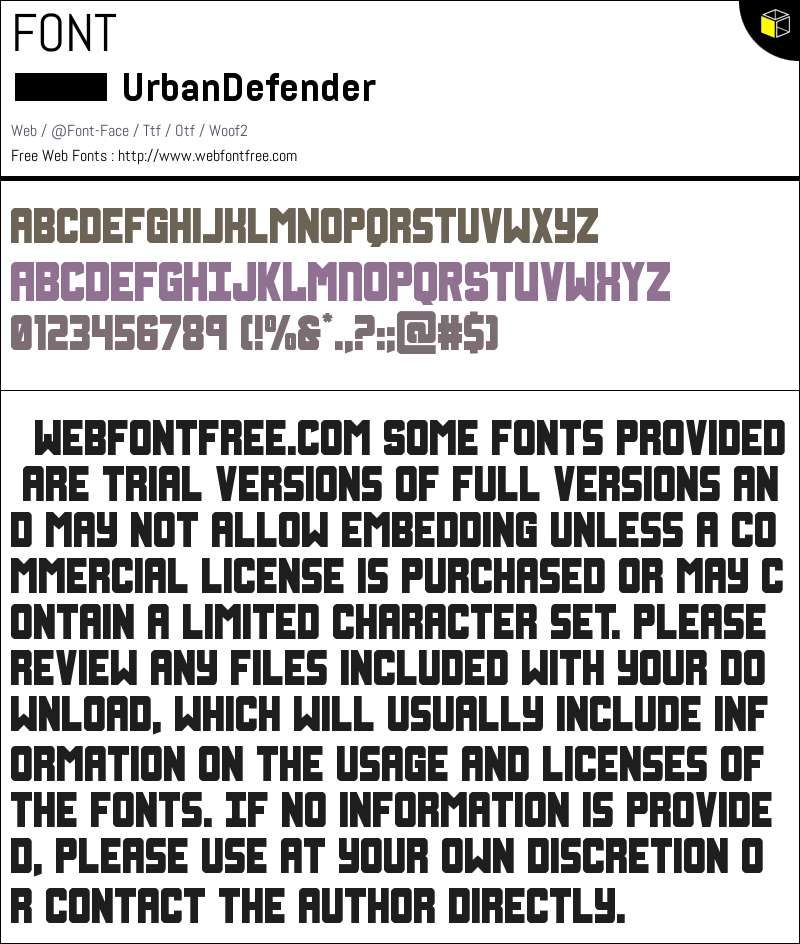 Urban Defender Fonts Downloads - WebFontFree.Com