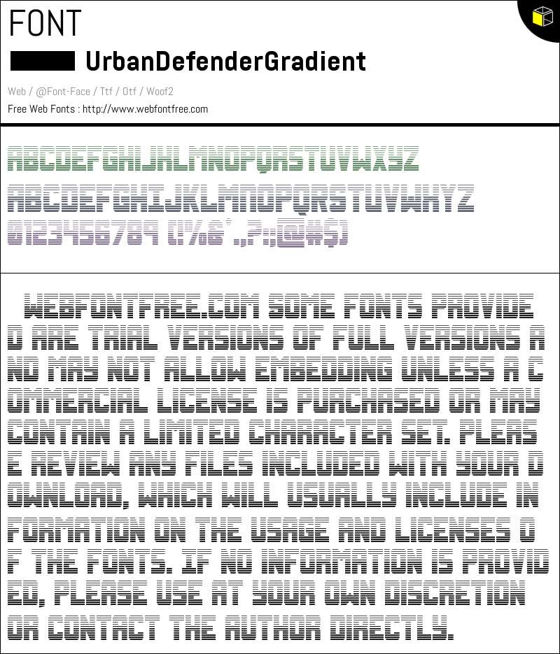 Urban Defender Gradient Fonts Downloads - WebFontFree.Com