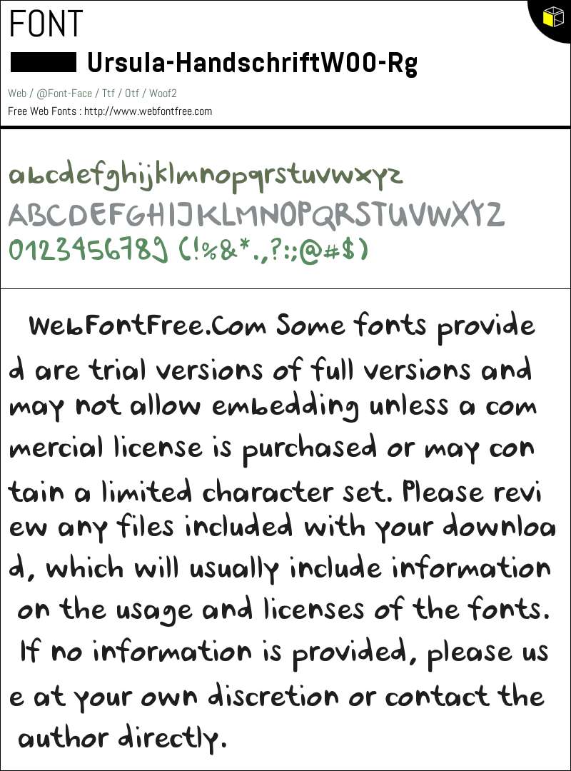 Ursula-Handschrift W00 Regular Fonts Downloads - WebFontFree.Com