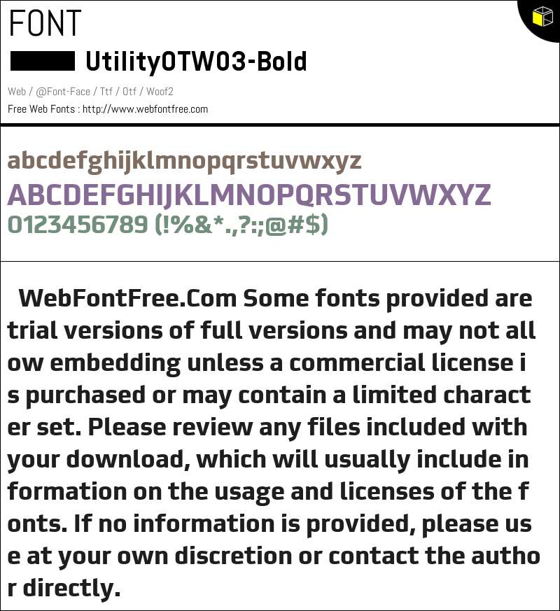 Utility OT W03 Bold Fonts Downloads - WebFontFree.Com