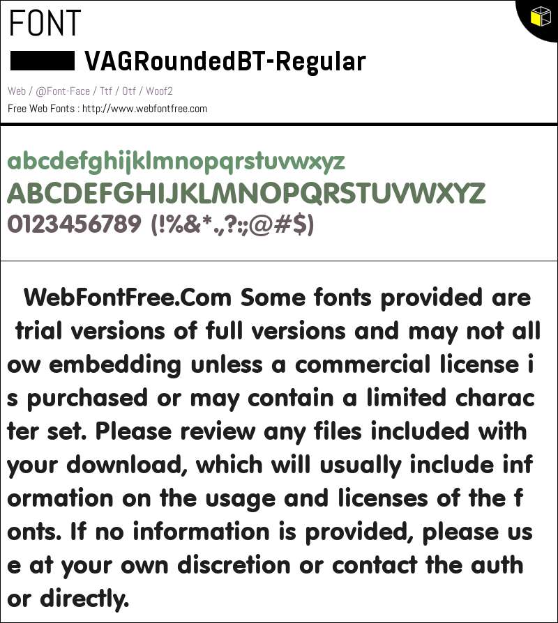 VAG Rounded BT Fonts Downloads - WebFontFree.Com