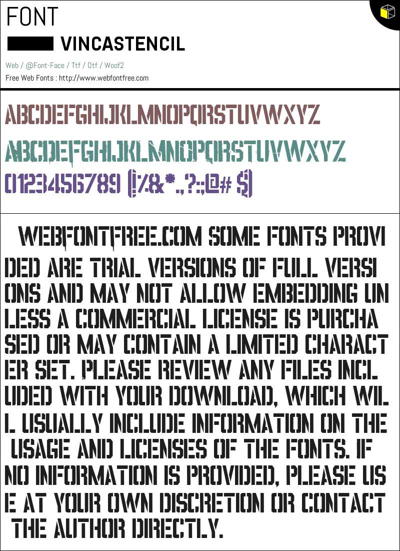 ITOMI VINCA STENCIL Fonts Downloads - WebFontFree.Com