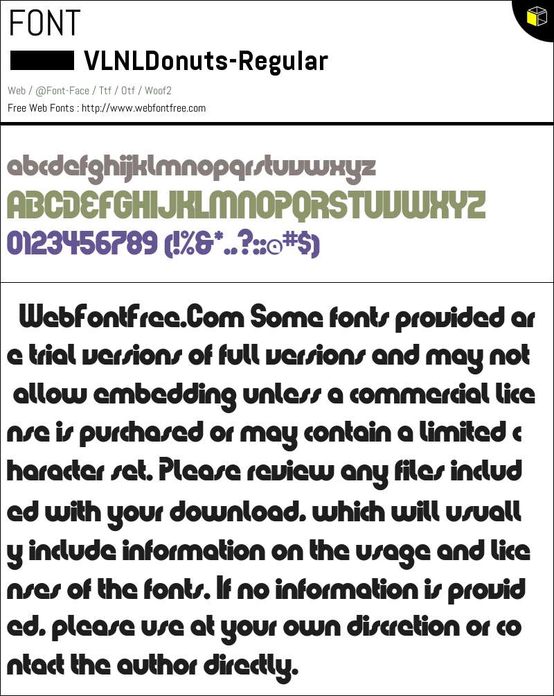 VLNLDonuts-Regular Fonts Downloads - WebFontFree.Com